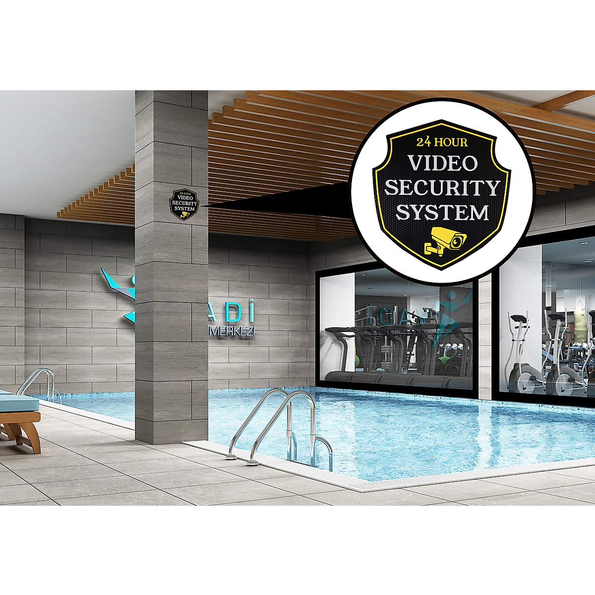 Warning 24 Hour Security Camera Sign | Professional Classic Design | Heavy Duty Dibond Aluminum | Home Property Surveillance Signs | Video Surveillance Wall Sign “REFLECTIVE” |