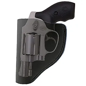 CyberDyer Ultimate IWB Holster Leather Right Hand Pistol Holster for Belts Fits Most Part J Frame 38 Special Revolver Ruger LCR Smith and Wesson Bodyguard Taurus (Black)