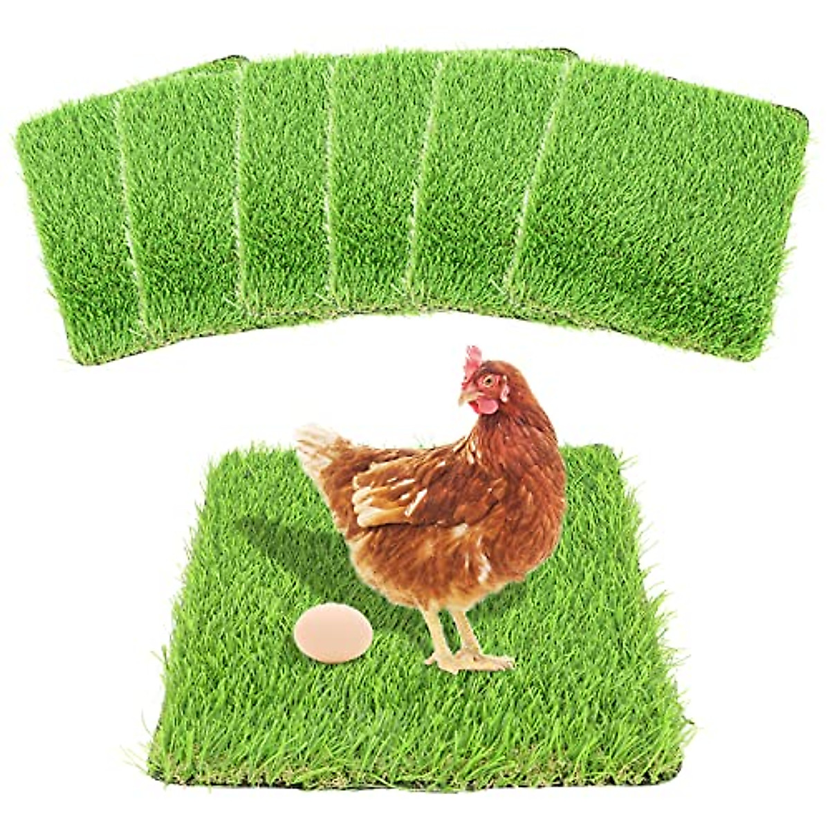 PetierWeit Chicken Nesting Pads 6Pack Nesting Box Pads 12”x12” Artificial Grass Washable Chicken Coop Bedding Laying Rug Fake Turf Mats Grass Carpet Garden Lawn for Chicken Hen Small Pets