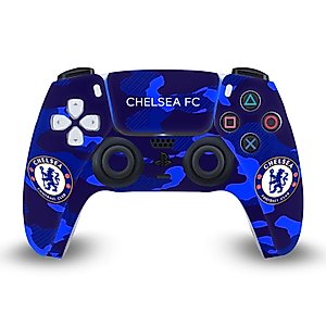 Head Case Designs Officially Licensed Chelsea Football Club Camouflage Mixed Logo Vinyl Faceplate Sticker Gaming Skin Case Cover Compatible with Sony Playstation 5 PS5 DualSense Controller
