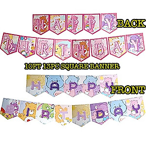 COMBO 19PC CAREBEAR BEAR INCLUDES 10FT 13PC XL SQUARE BANNER + 6PC HANGING SWIRLS PARTY SUPPLIES DECORATIONS THEME FAVOR IDEA FUN CELEBRATION HAPPY BIRTHDAY GIFT CENTERPIECE