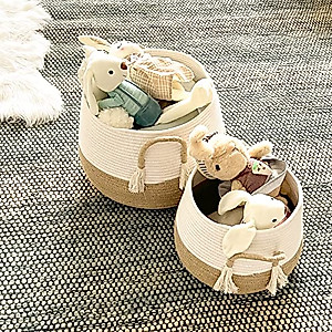 R RUNKA Large Basket for Toys - Boho Baskets for Living Room,Bedroom,Nursery- Pack of 2-15.7"x 11.8" & 11.8"x9.8"