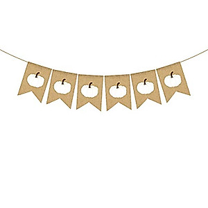 Rainlemon Burlap White Pumpkin Banner Fall Wedding Bridal Shower Thanksgiving Party Fireplace Mantle Garland Decoration
