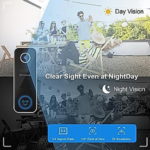 Wireless Doorbell Camera,2K Smart Video Doorbell,Door Bell Cameras Wireless with Chime,Wifi Doorbell,3:4 Aspect Ratio,2-Way Audio,Anti-Theft Alarm,PIR Detect,Alexa,Battery Doorbells for Home Security