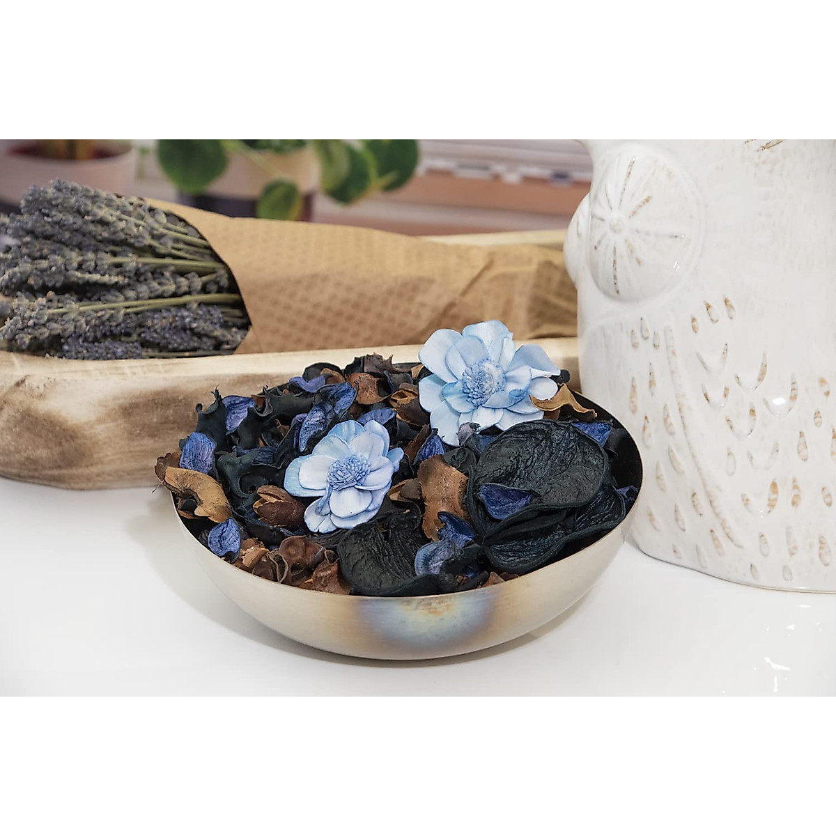 Naturally Potpourri Bag Home Décor | Floral Petals Vase & Bowl Filler Decoration (Blue)