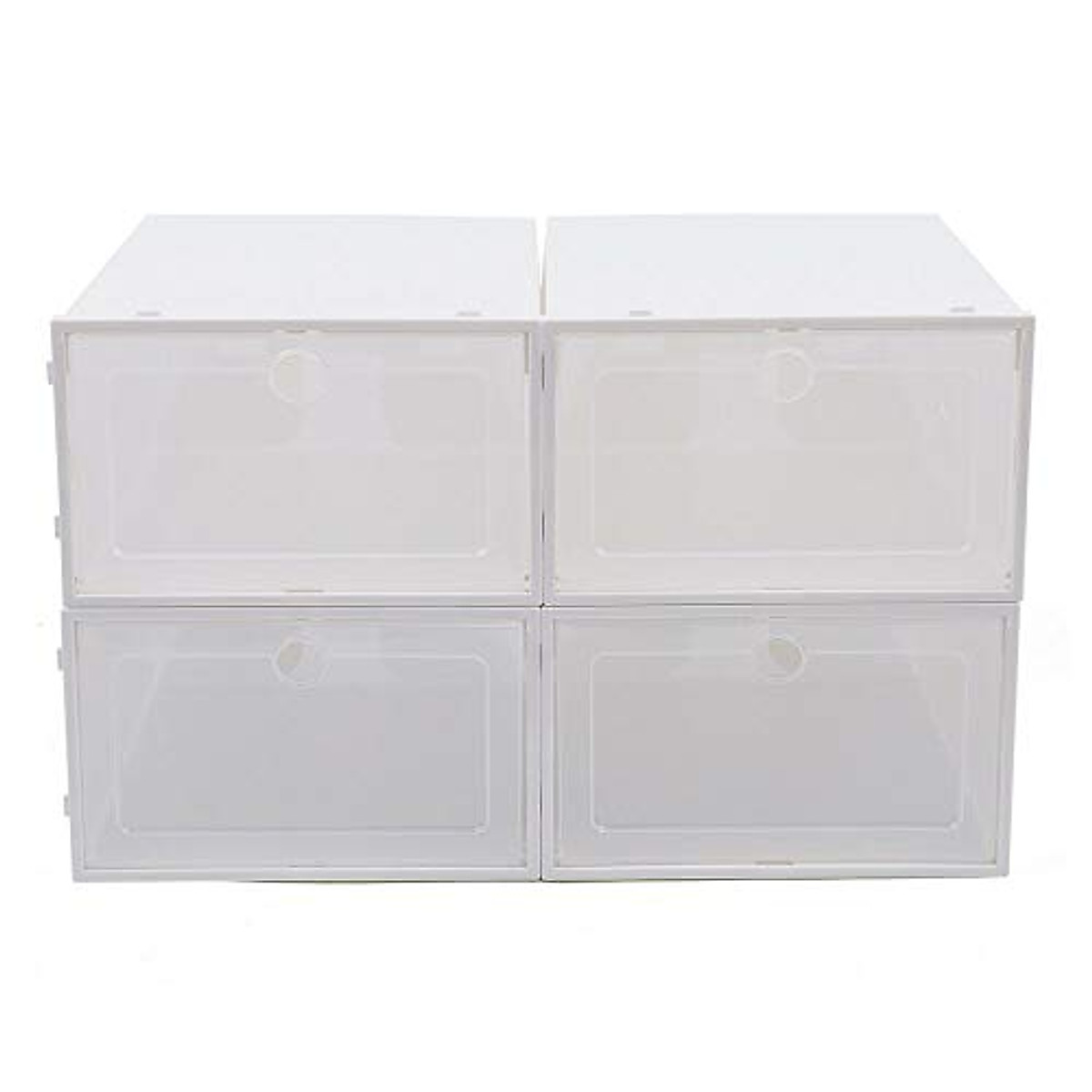 TFCFL 20/24 Pack Shoe Storage Box Shoe Box, Upthehill Clear Plastic Stackable Shoe Organizer Space Saving Foldable Shoe Container, 33 x 23 x 14cm (20 Pack)