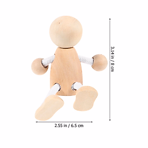 2 Pcs Unfinished Wood Peg Dolls Mini People Doll Robot Wooden Figures Decorative Peg Dolls Toy for Painting DIY Craft Art Projects