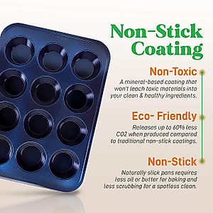 Non-Stick Kitchen Oven Baking Pans - Carbon Steel with Blue Diamond Coating Inside & Outside - NutriChef NCBK6TRB & Cookie Sheet Baking Pans, Blue Diamond, One size (NC2TRBU.5)