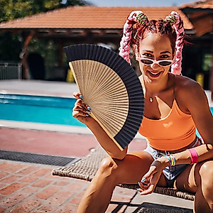 JYSILIYH ﻿Folding Hand Fan for Women,Hand Held Fan for Women Foldable,FChinese Japanese Vintage Hand Held Bamboo Silk Folding Fans Hand Fan for for Dance Music Festival Wedding Church Decoration