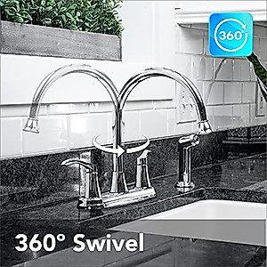 EZ-FLO 10717 Two-Handle High-Rise Kitchen Faucet with Matching Side Spray, Chrome