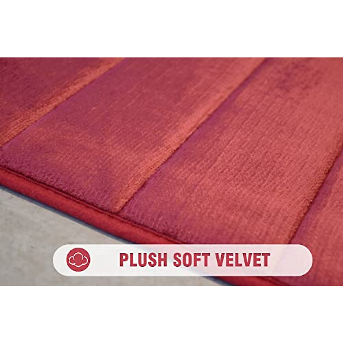 SUYAOVO Striped Memory Foam Bathroom Rug Mat, Non-Slip, Soft and Absorbent Thick Bath Carpets, Machine Washable Bath Rugs for Bathroom Floor, Tub, and Shower (Dark Red, 20x32 inches)