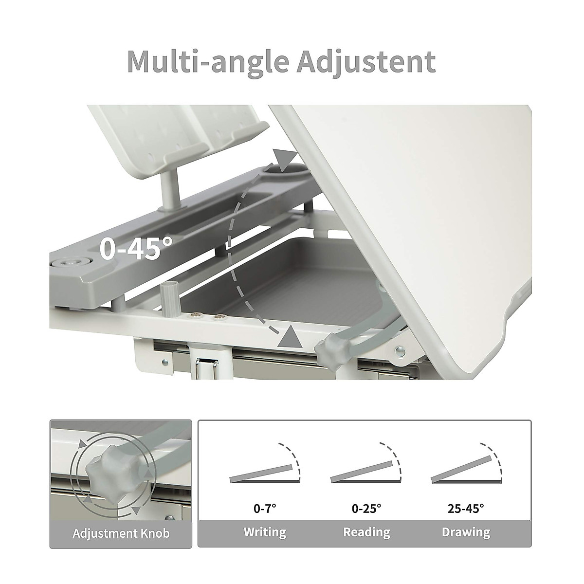 Diroan Kids Desk and Chair Set, Multi-Functional Height Adjustable Children School Study Desk with Storage, Tilt Desktop, LED Light, Book Stand & Metal Hook for Boys Girls, Pink