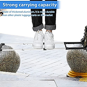 Folding Luggage Cart, TORIBIO Luggage Trucks Aluminum Portable Luggage Trolley with Storage Bag, Utility Dolly Platform Cart for Travel, House Office Moving, Travel, Shopping, Black