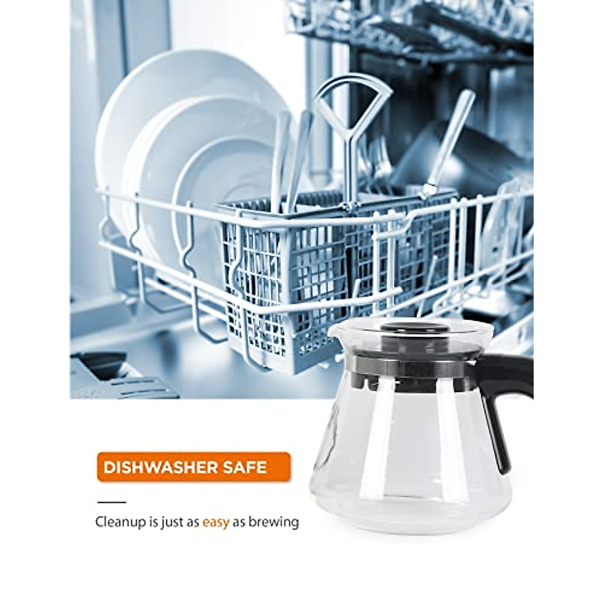 Commercial Chef Coffee Maker, Drip Coffee Maker with Pour Over Filter, 5 Cup Coffee Maker with 0.75L Water Tank, Brews in 6 Minutes