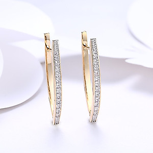 14K Gold Plated Cubic Zirconia Hoop Earrings For Women Men Fashion CZ Earrings