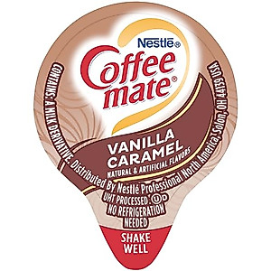 Nestle Coffee mate Coffee Creamer, Vanilla Caramel, Liquid Creamer Singles, Non Dairy, No Refrigeration, 0.37 Fl Oz (Pack of 180)