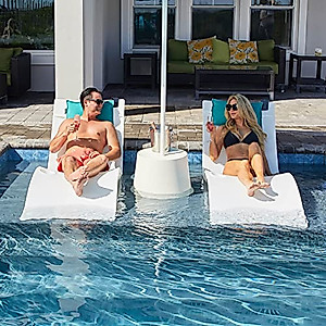 Floating Luxuries Kai Shelf Lounger, in-Pool, Use in Pools with Shelves Up to 9 Inches Deep, Built-in Drink and Phone Holders, Set of 2 in-Pool Chaise Lounge Chairs, Arctic White