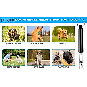 JEKJOL Pack of 2 Ultrasonic Dog Whistle, Professional Dog Whistle Training with Adjustable Frequencies to Recall, Dog Whistle to Stop Barking & Control Your Dog with Lanyard
