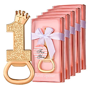 wxfdac 24 boxes of 1-year-old birthday party favors, guest gifts 1 Bottle opener, 1-year anniversary decorations, souvenirs, girls' gifts (pink)