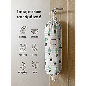 Hglian Cactus Plastic Grocery Bag Holder and Dispenser,Large Hanging Garbage Shopping Trash Bags Organizer Storage,Cute Cactus Kitchen Decor,Gifts for Women Mom Grandma