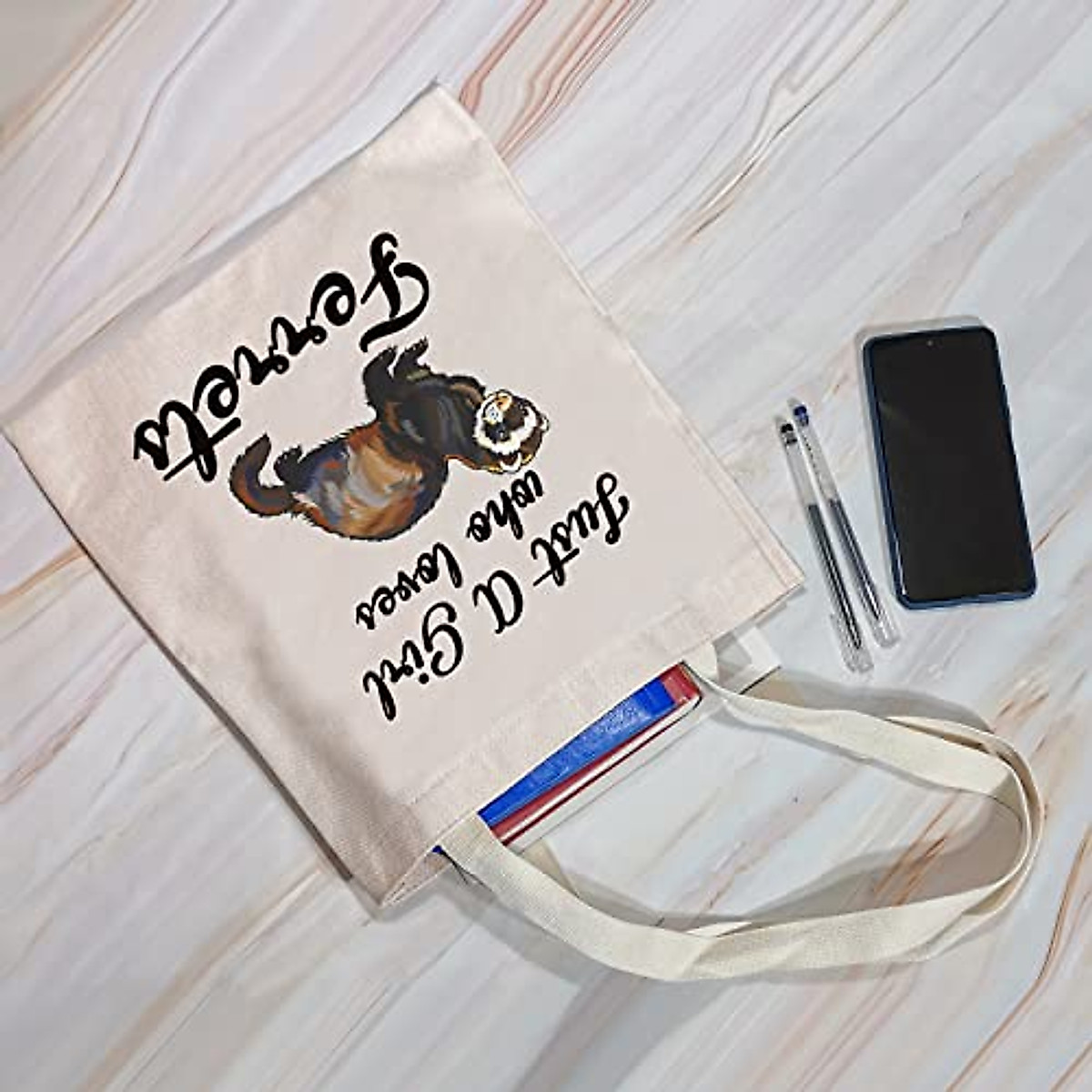 VAMSII Ferret Tote Bag Ferret Gifts for Ferret Lovers Ferret Owner Gifts just a Girl who Loves Ferrets Shoulder Bag(Ferret Tote Bag)
