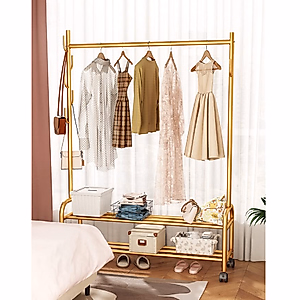 Thick forest Gold Clothing Rack Gold Clothes Rack Gold Garment Rack Heavy Duty Shoes Bags Gold Clothes Organizer Storage Shelves