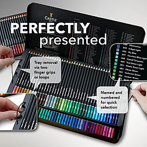 Castle Art Supplies 120 Colored Pencils Set | Quality Soft Core Colored Leads for Adult Artists, Professionals and Colorists | Protected and Organized in Presentation Tin Box