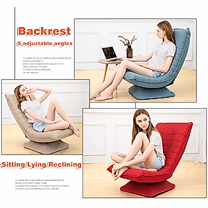 360 Degree Swivel Lazy Sofa Chair,5 Position Adjustable Folding Floor Chair Gaming Chair,330 lbs. load capacity,Comfortable Recliner Chairs Game Rocker for Teens Adults,for Bedroom,Living room (Brown)