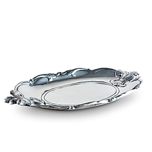 Arthur Court Aluminum Fleur-De-Lis Oval Tray, 13 x 8 inch - Elegant Emblem Design, Versatile for Any Occasion, Freezer & Oven Safe