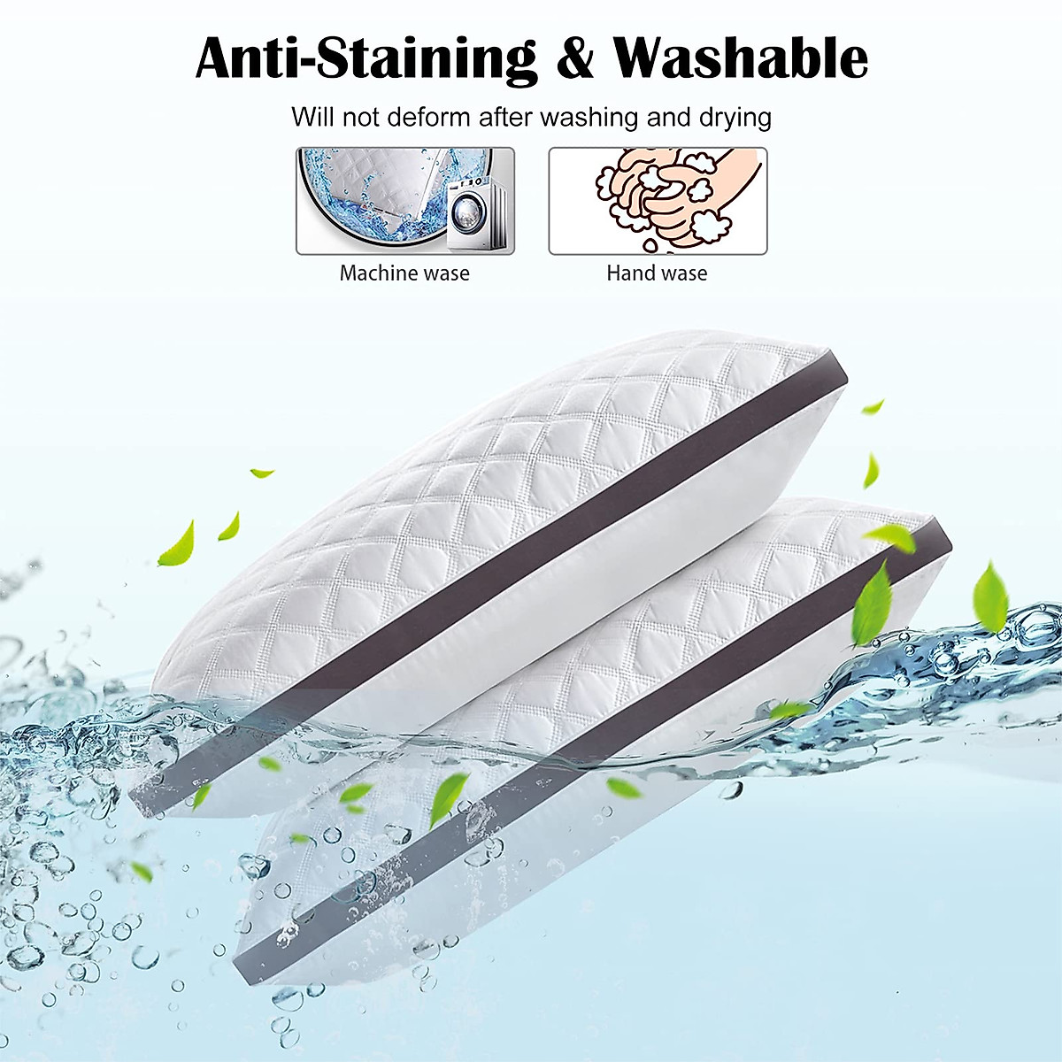 XCJC Sleep Bed Pillows 2 Pack: Comfort Luxury Standard Hotel Soft Pillows with Adjustable Fluffy Microfiber Filling Stuffing Washable Pillowcase for Back Stomach Side Sleepers - Size 20 x 26 Inches