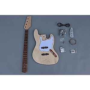 WUQIMUSC Unfinised electric Bass Guitar Kits 20 fret 34 inch Basswood body maple neck for diy