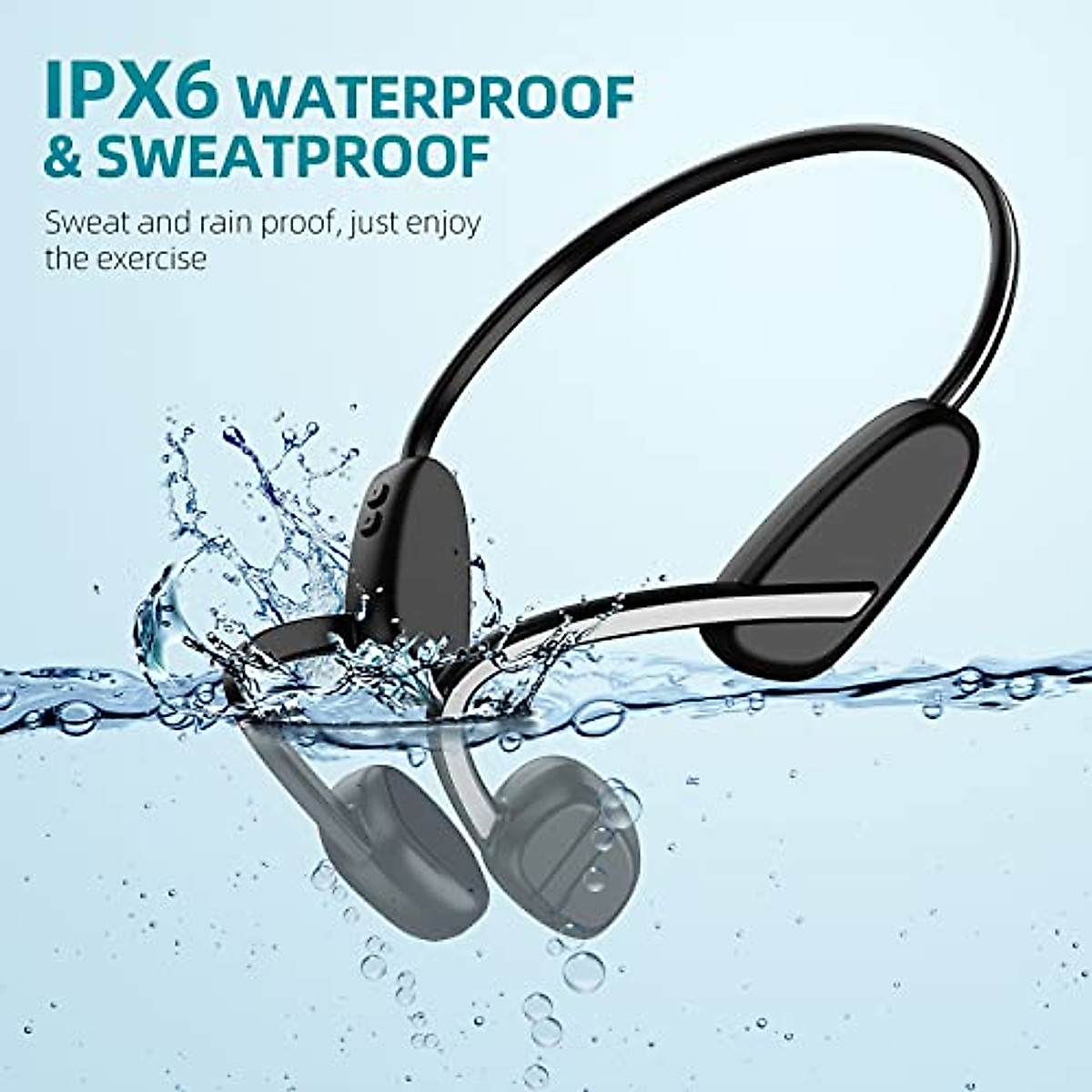 Eixpdaye Bone Conduction Headphones Bluetooth 5.3 Open-Ear Headphones Waterproof 8 Hours Long Battery Life Wireless Earphones with Mic Headset for Running, Cycling, Driving, Sports, and Fitness