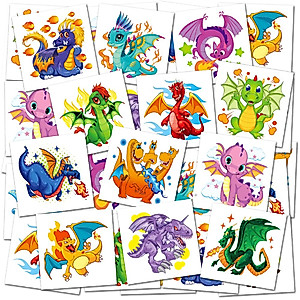 ArtCreativity Dragon Temporary Tattoos for Kids - Bulk Pack of 144 Tattoos in Assorted Designs, Non-Toxic 2 Inch Tats, Birthday Party Favors, Goodie Bag Fillers, Non-Candy Halloween Treats