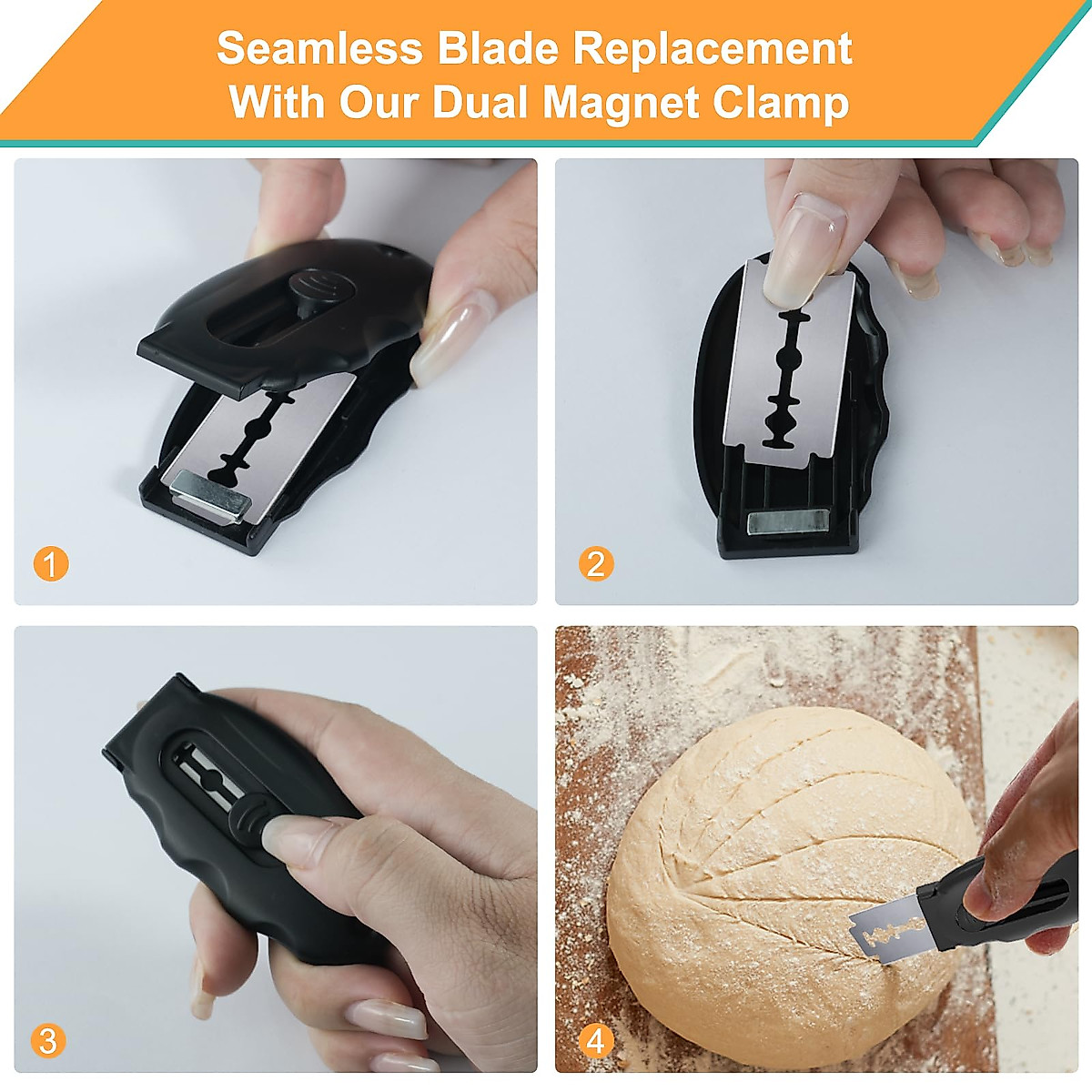 Ansbell Extractable & Magnetic Bread Lame Dough Scoring Tool with 5 Razor Blades,Professional Sourdough Scoring tool for Sourdough Bread Baking & Bread Making Tools,Perfect Bread Scoring Tool