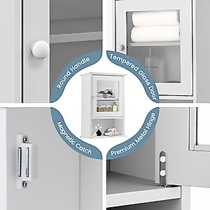 DORTALA Wall Mounted Bathroom Cabinet Storage Organize Hanging Medicine Adjustable Shelf, White