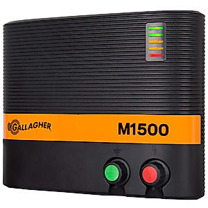Gallagher M1500 Electric Fence Charger | Powers Up to 160 Miles / 900 Acres of Clean Fence | ​15 Joules, 110 Volt Energizer, Added Power Reserve | Unbeatable Reliability | Easy Installation