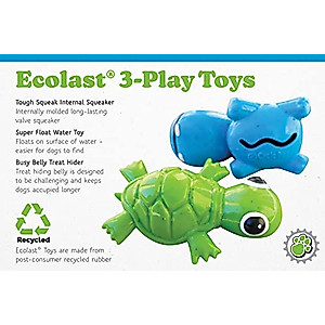 Cycle Dog Small Blue 3-Play Hippo Dog Toy with Ecolast Recycled Material - Tough & Sustainable Chew Toy for Dogs & Puppies/Treat Dispenser/Floats Above Water/Indestructible for Aggressive Chewers