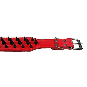 Benala Pet Dog Collar Adjustable Harness Spiked Studded Faux Leather Punk Rivet Dog Collar Pu Sharp Spikes Dog Supplies,Red,M