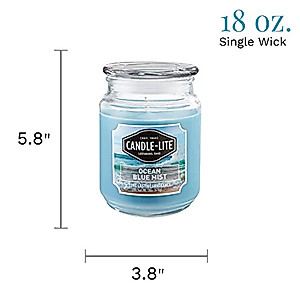 CANDLE-LITE Scented Ocean Blue Mist Fragrance, One 18 oz. Single-Wick Aromatherapy Candle with 110 Hours of Burn Time, Light Color