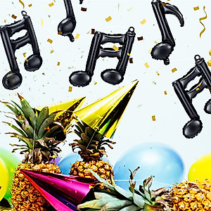 10 Pieces Musical Note Aluminum Foil Balloons Guitar Black Happy Birthday Music Balloons Banner Music Party Decorations for Music Themed Party, Birthday, Home Outdoor Party, Celebrations