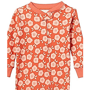 Amazon Essentials Baby Girls' Snug-Fit Cotton Footless Sleeper Pajamas, Pack of 3, Flowers/Garden Party, 12 Months