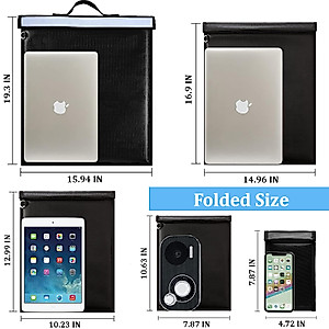 5 Pack Faraday Bags, Extra Large Faraday Bag for Laptops & Tablets & Radio & Car Keys, Waterproof & Fireproof Faraday Cage with Reflective Strip, Anti-Theft Faraday Key Fob Protector