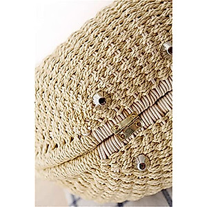 Women's Shell Shape Straw Bag Rattan Beach Tote Summer Straw Tote Bag (Brown,One Size)