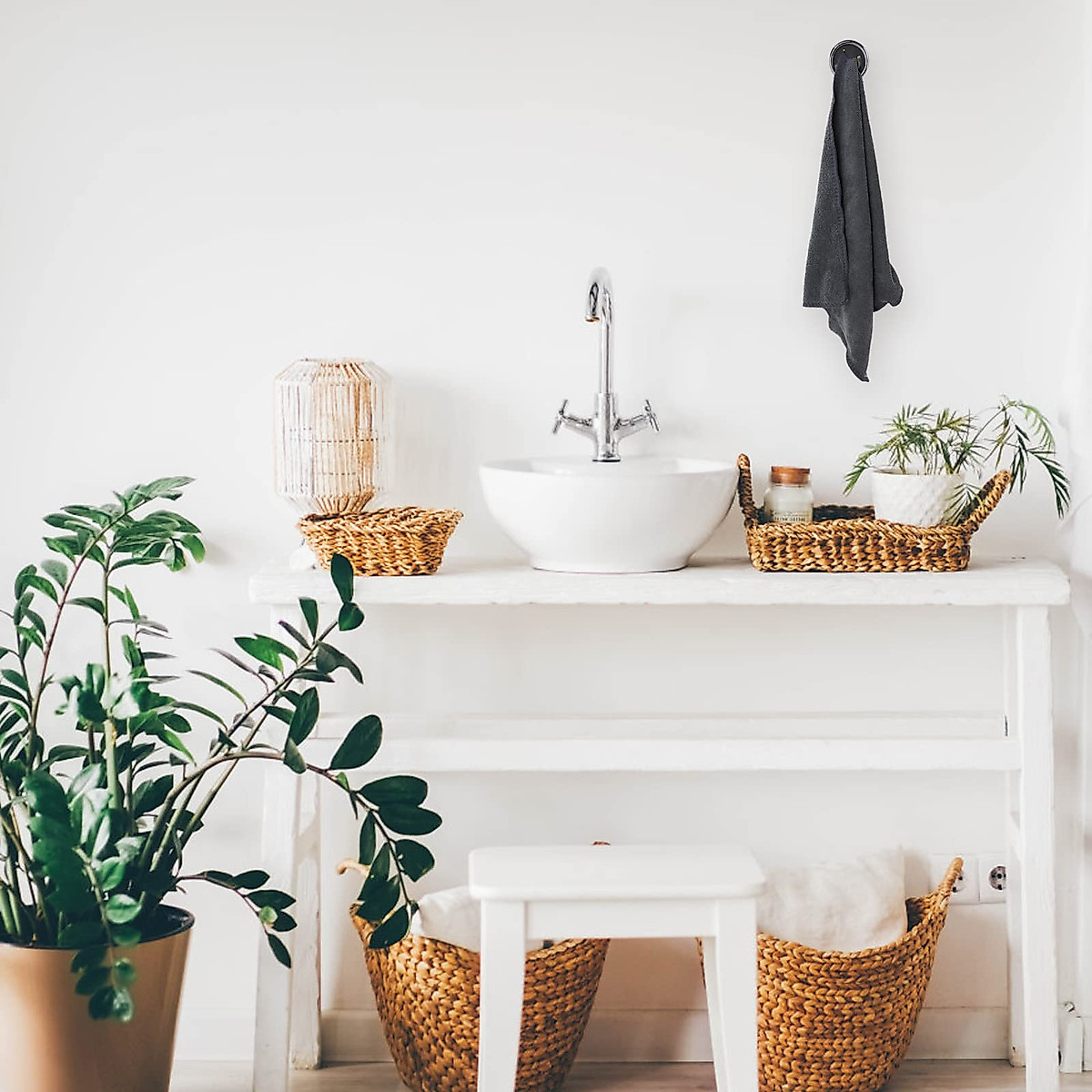 Prasacco 4 Pcs Tea Towel Holders Round Self-Adhesive Towel Hooks Push in Suction Hand Towel Holder for Kitchen Bathroom Home