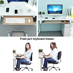 V3VOGUE 5 Colors Wooden Keyboard Tray Under Desk Slide-Out Keyboard Drawers Platforms - Install Without Drilling - for Home/Office/Club Computer Desk Extender Keyboard Shelf
