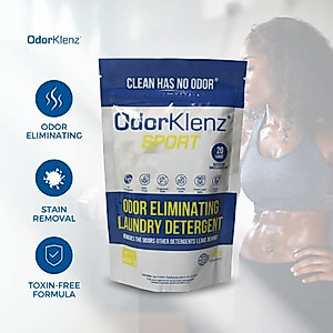 OdorKlenz Sports Laundry Detergent, Powder, Stain Removal, Remove Sweat Odors, Non-toxic, Unscented