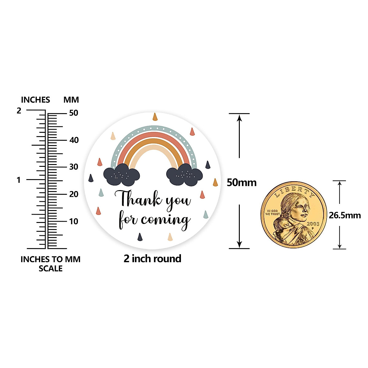 80 Baby Shower Thank You Stickers, Rainbow Birthday Party Favor Labels, Rainbow Themed Bridal Shower Wedding Favor Decorations