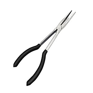 BQKKWIN 1 Piece 11 Inch Long Reach Pliers Set - Long Needle Nose Pliers Sets - Straight, Designed for Mechanics, Technicians, and Contractors| Milled-Jaws | Steel