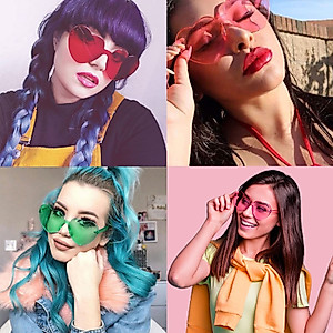 SUNOVELTIES 18 Heart Shape Rimless Sunglasses Transparent Candy Color Glasses Colorful Party Eyewear for Women