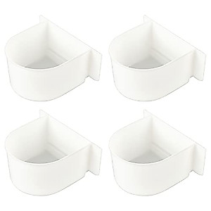 AHANDMAKER 4 Pcs Parrot Cage Replacement Food and Water Cup, White Bird Feeders Winged Universal Cage Plastic Cups Pet Supplies for Small Bird
